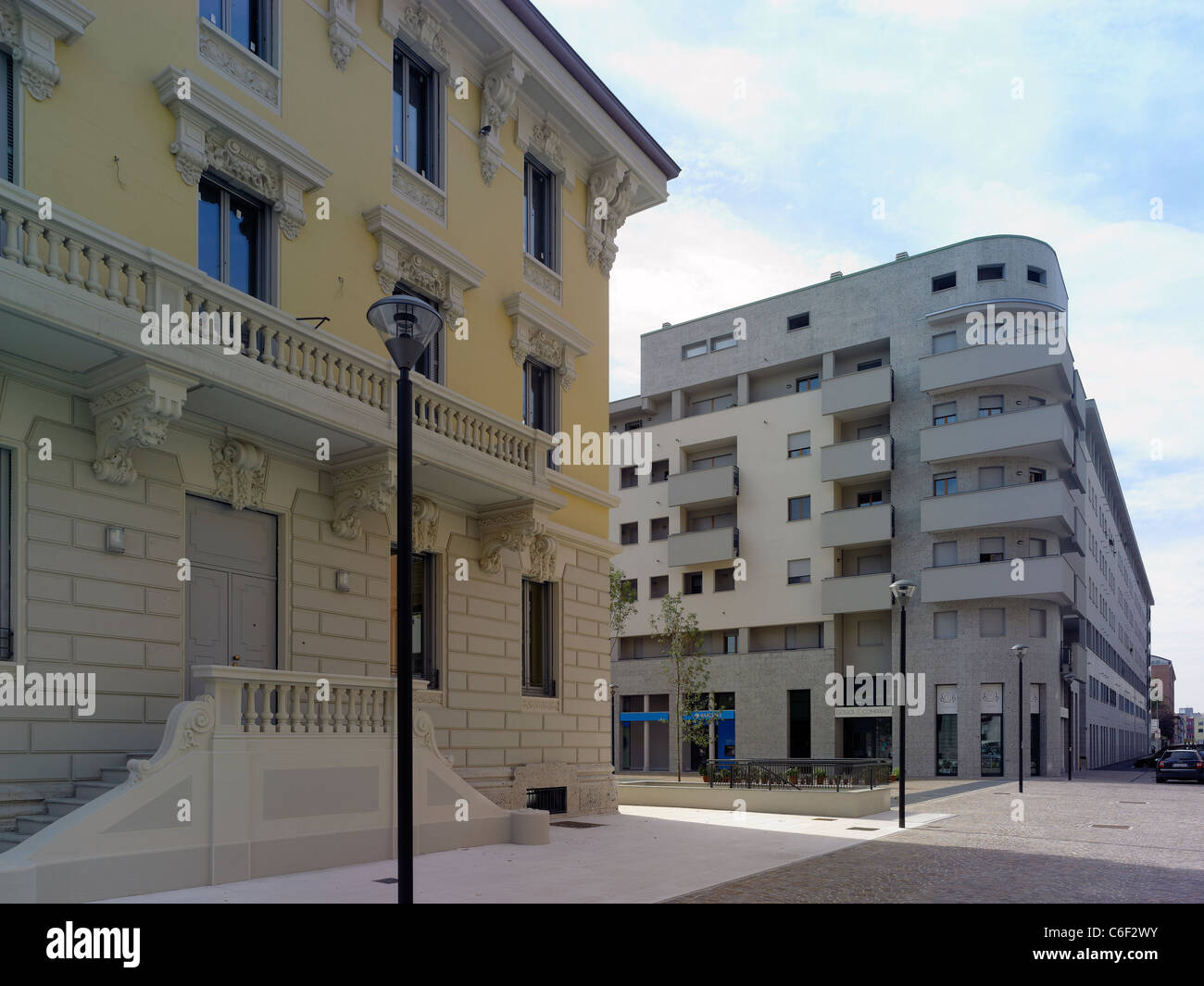 Modern Buildings in a contemporary square in an italian city Stock ...