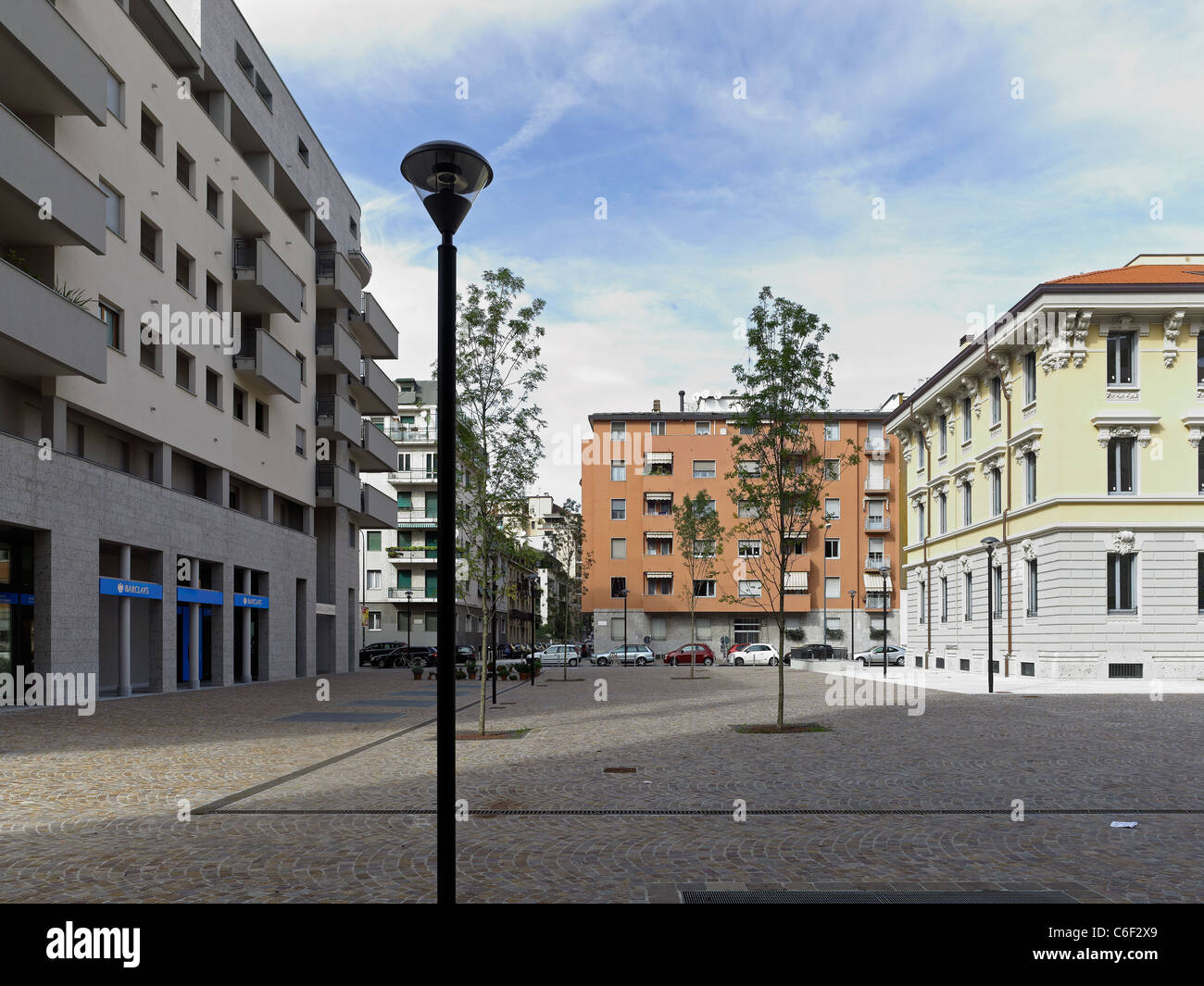 Modern Buildings in a contemporary square in an italian city Stock ...