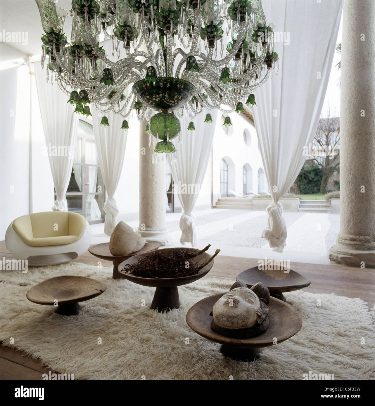 Patio in an italian modern villa Stock Photo - Alamy