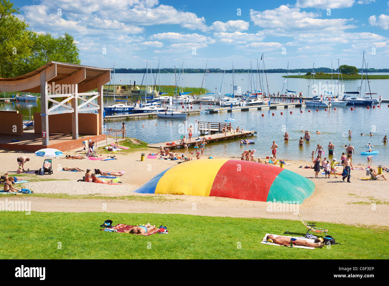 Wilkasy, beach on the Niegocin lake, Masuria region, Poland, Europe ...