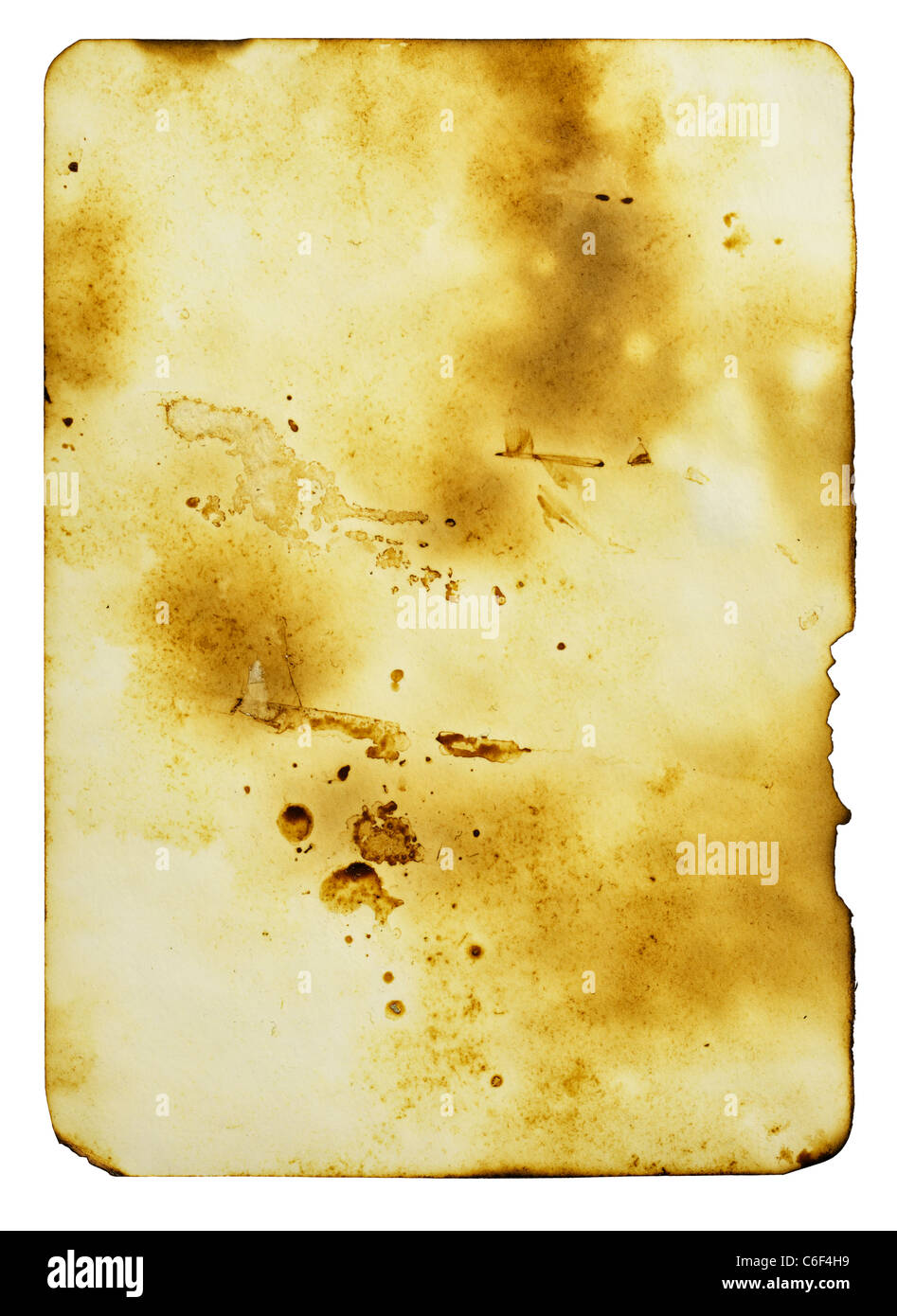 Old paper with stains isolated over the white background Stock Photo ...