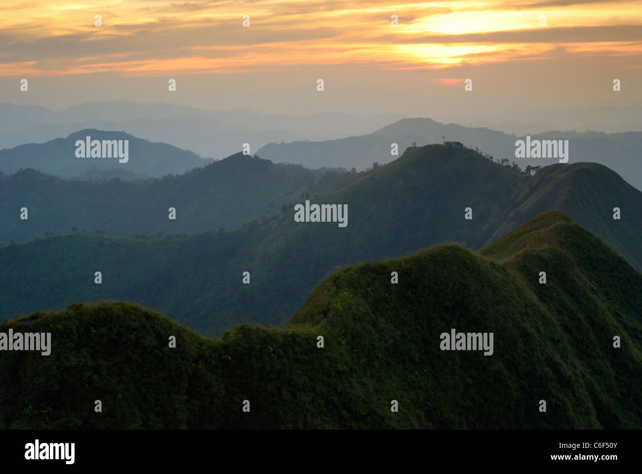 Mountain ranges of Khao Chang Puek, nr Thai-Myanmar border, Thong Pha ...