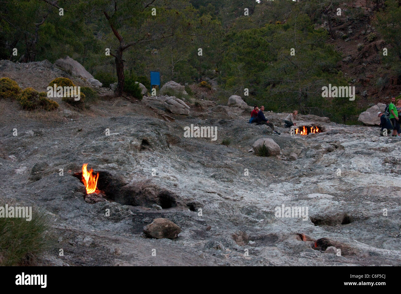 Flames of Chimaera, burning rock, near Çirali, Turkey Stock Photo - Alamy