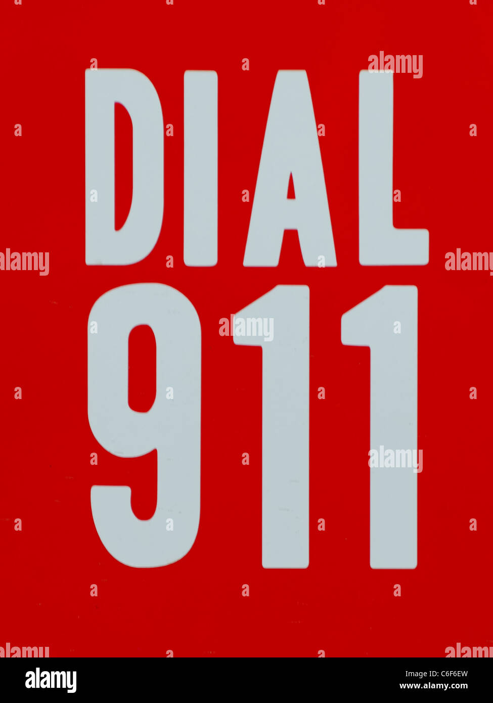 Information sign on side of vehicle stating "Dial 911 Stock Photo - Alamy
