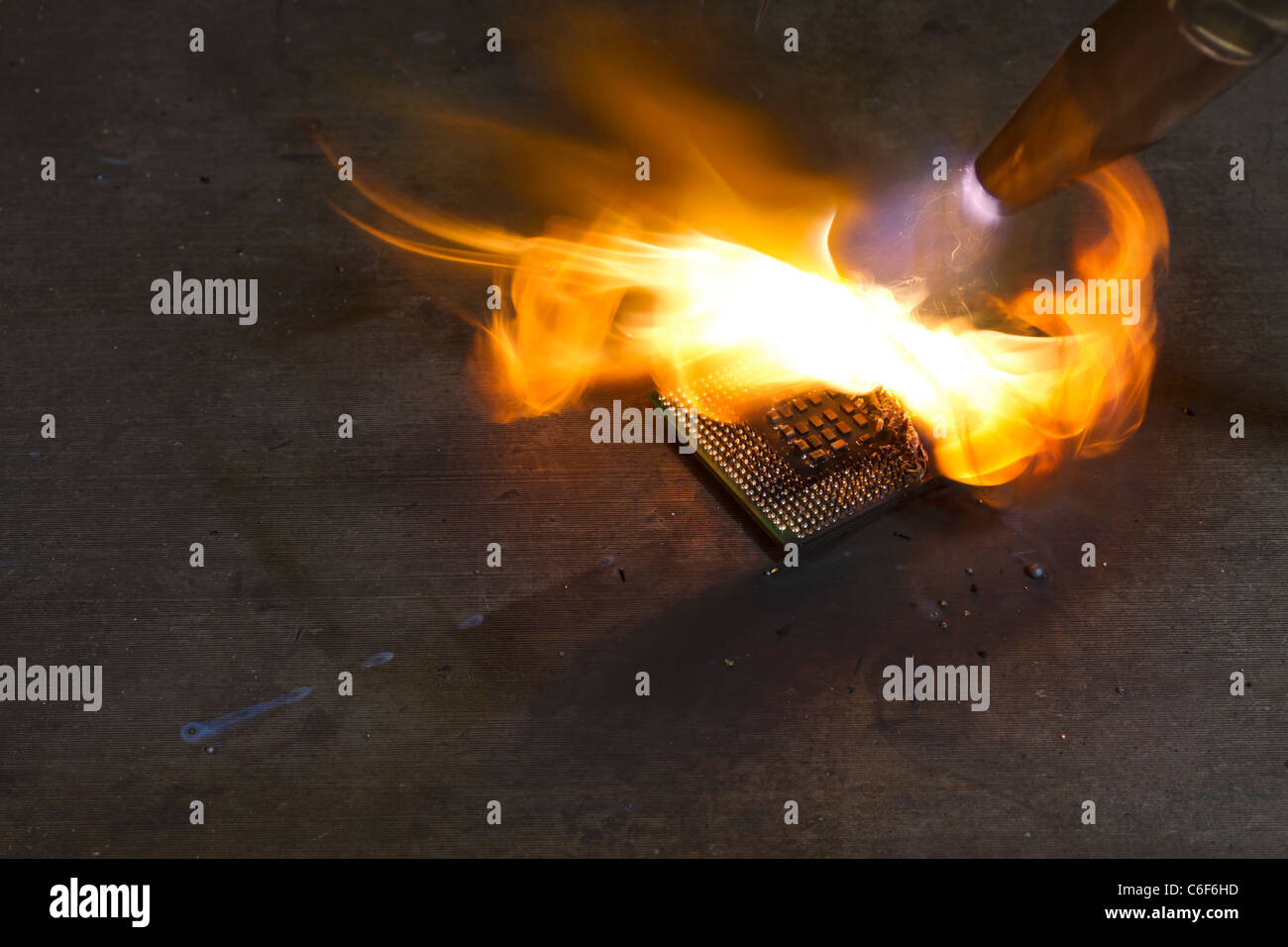 cpu laying on steel with pins up Stock Photo - Alamy
