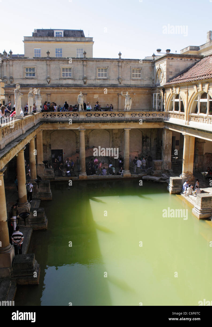 Upper Balcony view of Roman Baths Museum Bath Somerset Stock Photo - Alamy