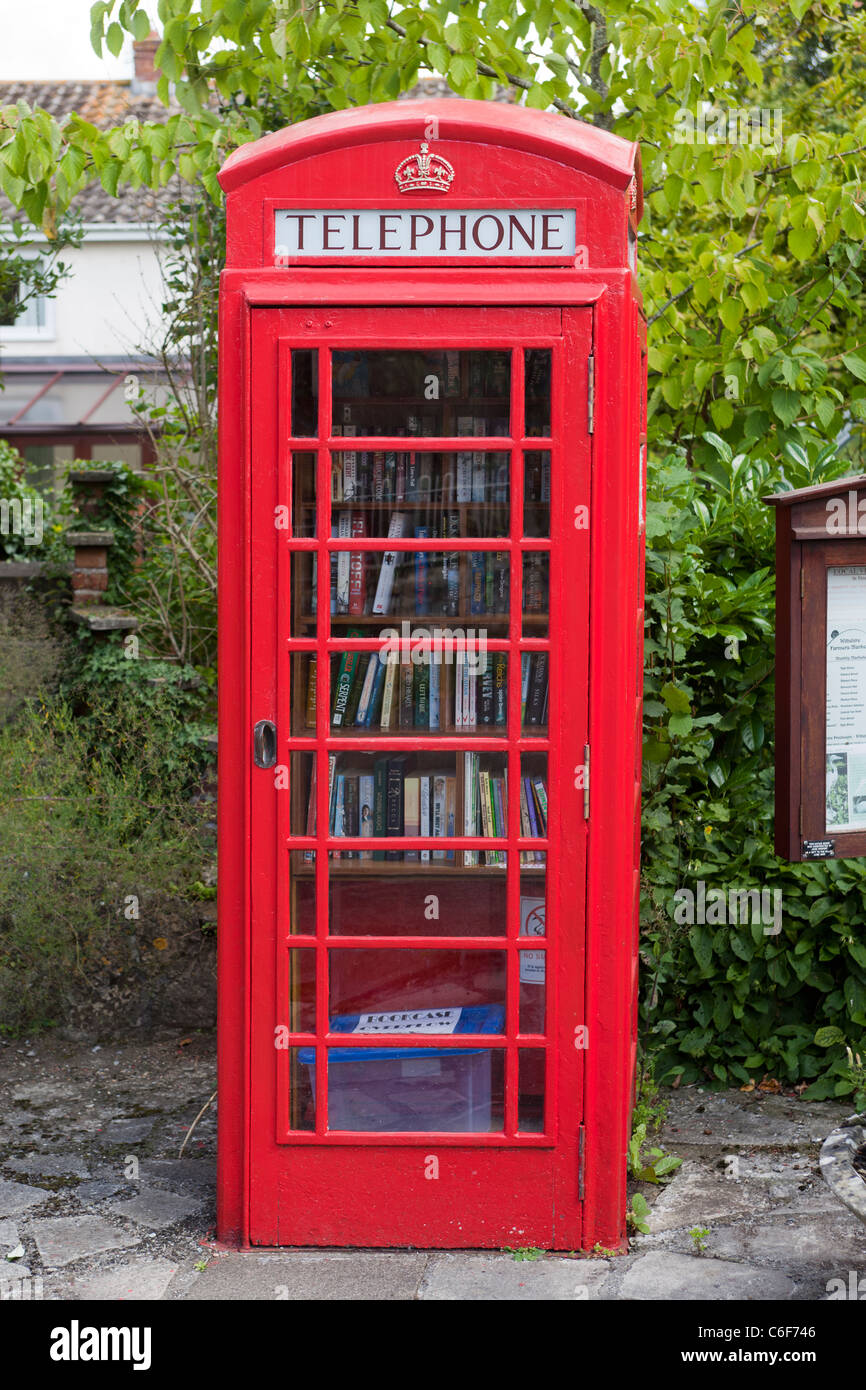 Telephone Box Book Exchange Library Great Hinton Wiltshire Stock Photo ...
