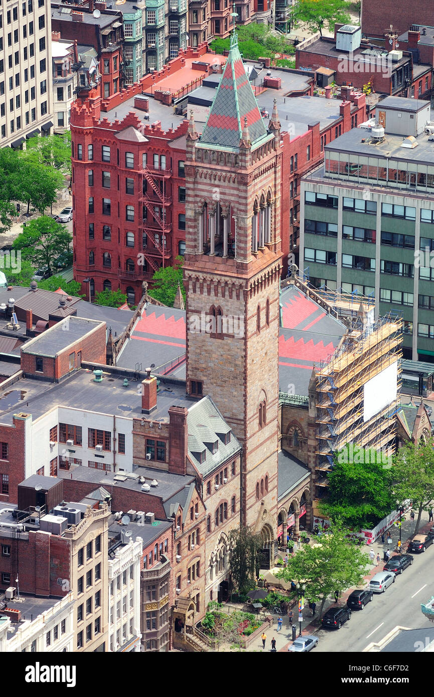 Boston downtown aerial view with historical architecture, street and ...