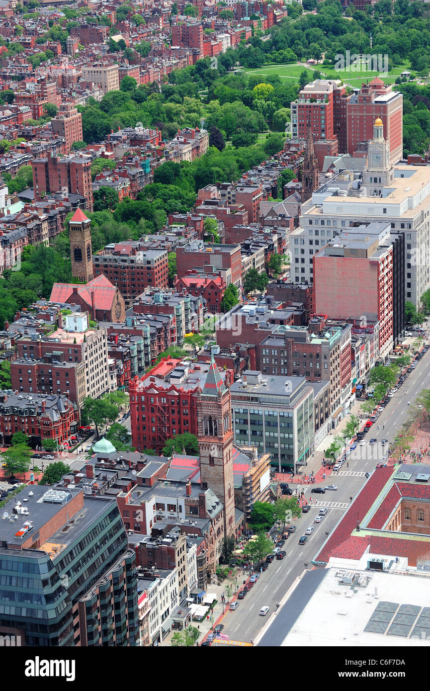 Boston city downtown aerial view with urban historical buildings Stock ...