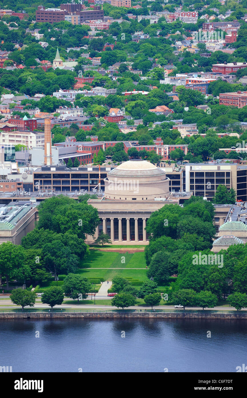 Boston Massachusetts Institute of Technology campus with trees and lawn ...