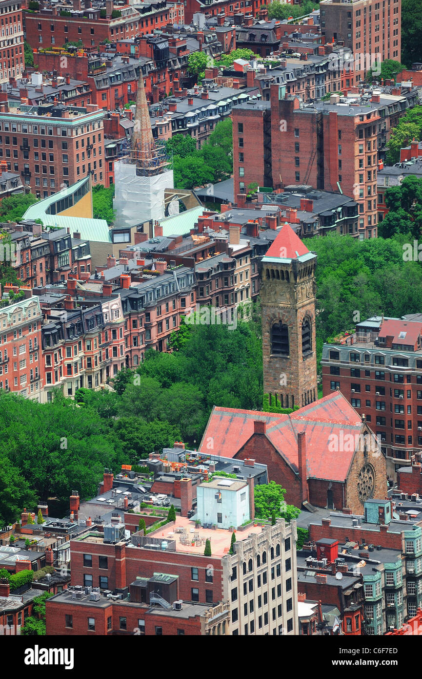 Boston downtown aerial view with historical architecture, street and ...