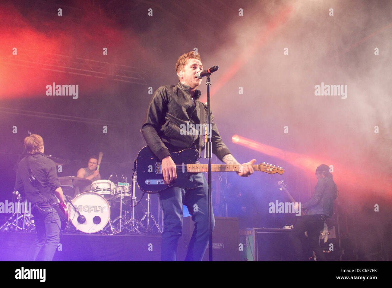 McFly performing at the Jolly Day out on Hampton Court Green Stock ...