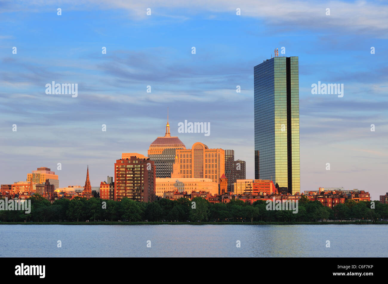 Boston Charles River with urban city skyline at sunset Stock Photo - Alamy