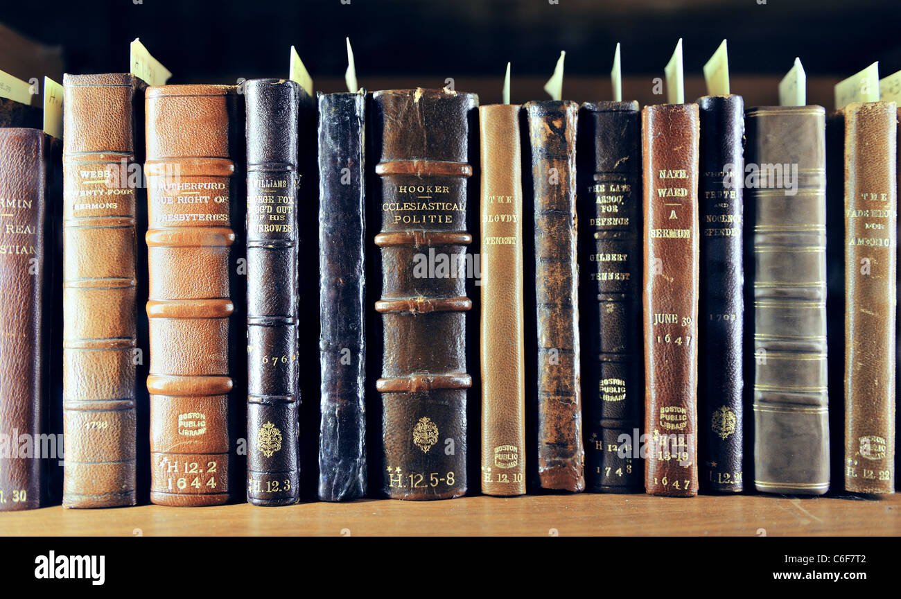Old book collection in Boston Public Library Stock Photo - Alamy
