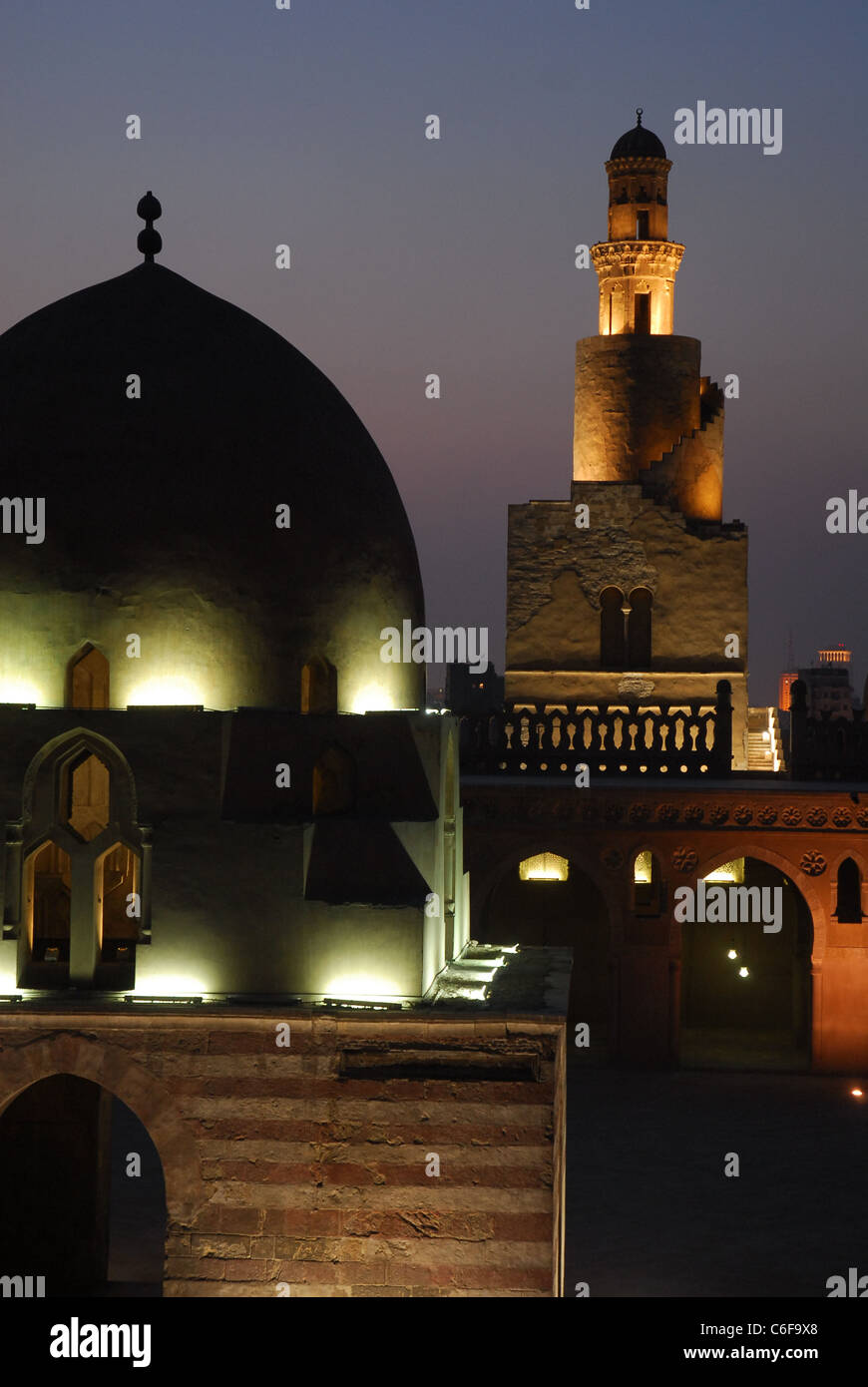 The spiraling minaret of the Mosque of Ibn Tulun in Cairo, that ...