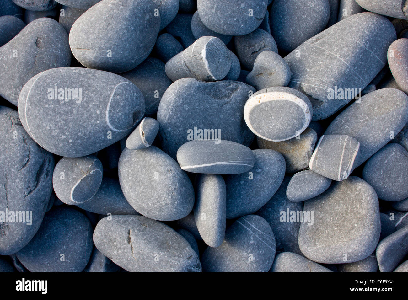 Rounded sandstone beach pebbles at Hartland Quay, north Devon Stock ...