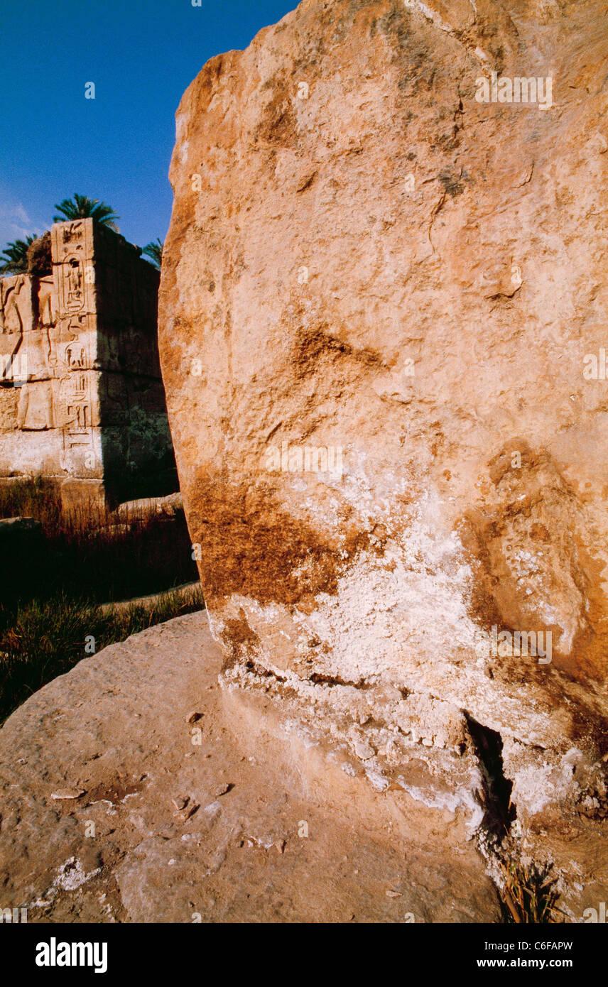 The Temple of Ptah in Memphis (ancient) suffering from salts leached ...