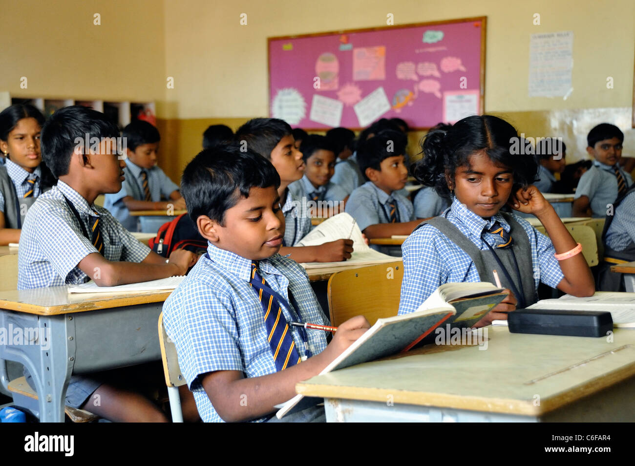 Schoolboy in class Stock Photo - Alamy