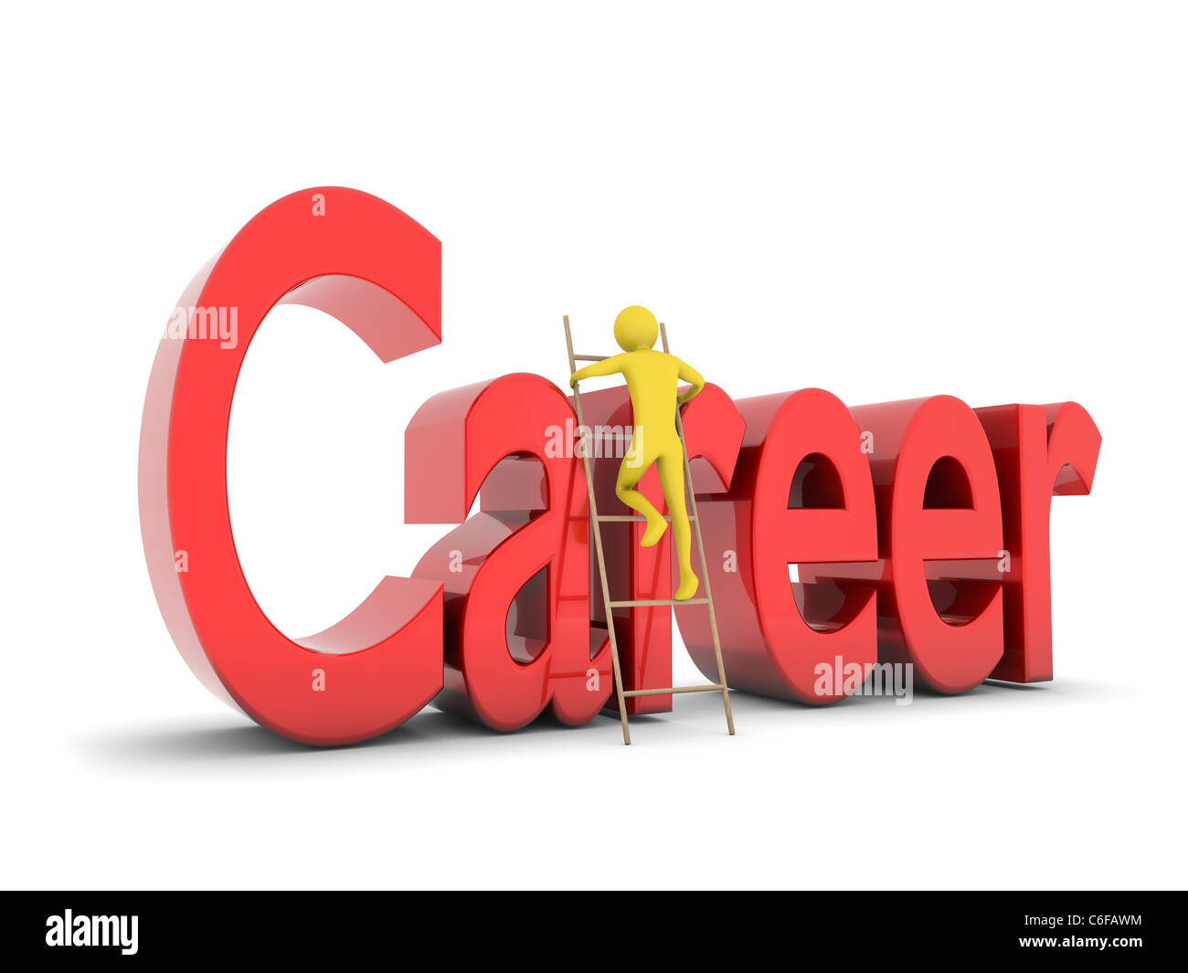 Climbing career ladder.High Resolution 3D render isolated on white ...