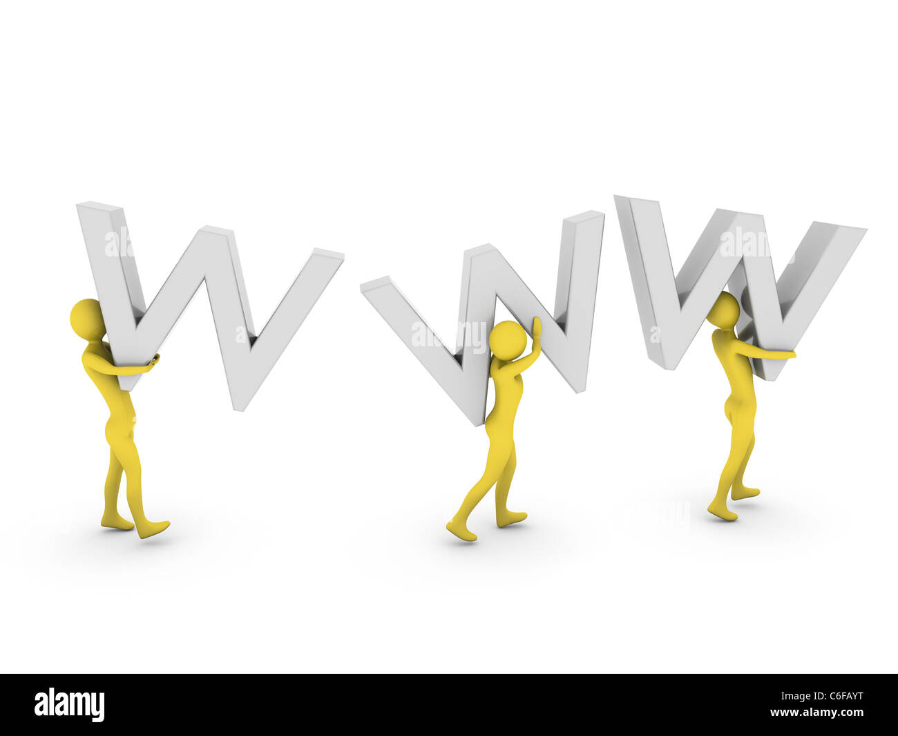 3D men carrying www letters Stock Photo - Alamy