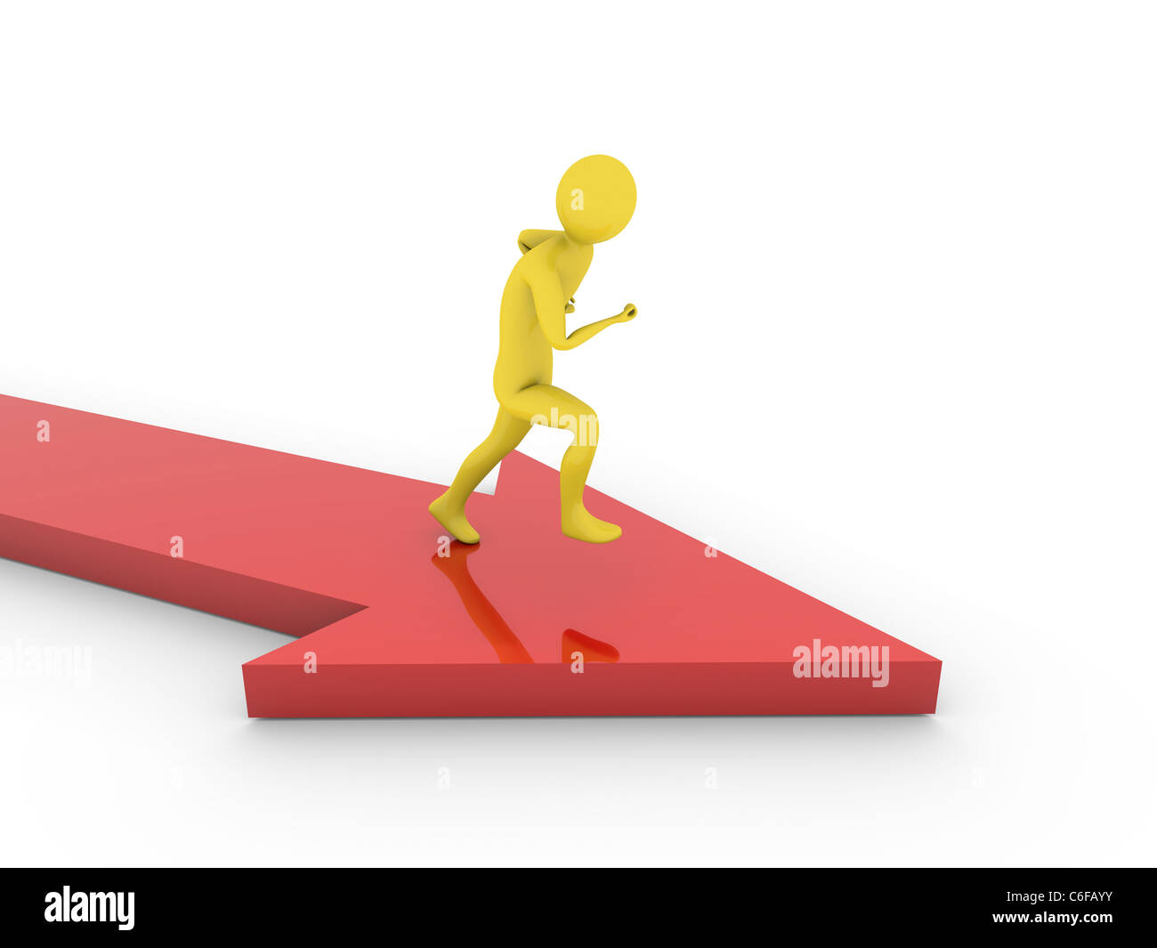 Man runs to the arrowhead. High Resolution 3D render Stock Photo - Alamy