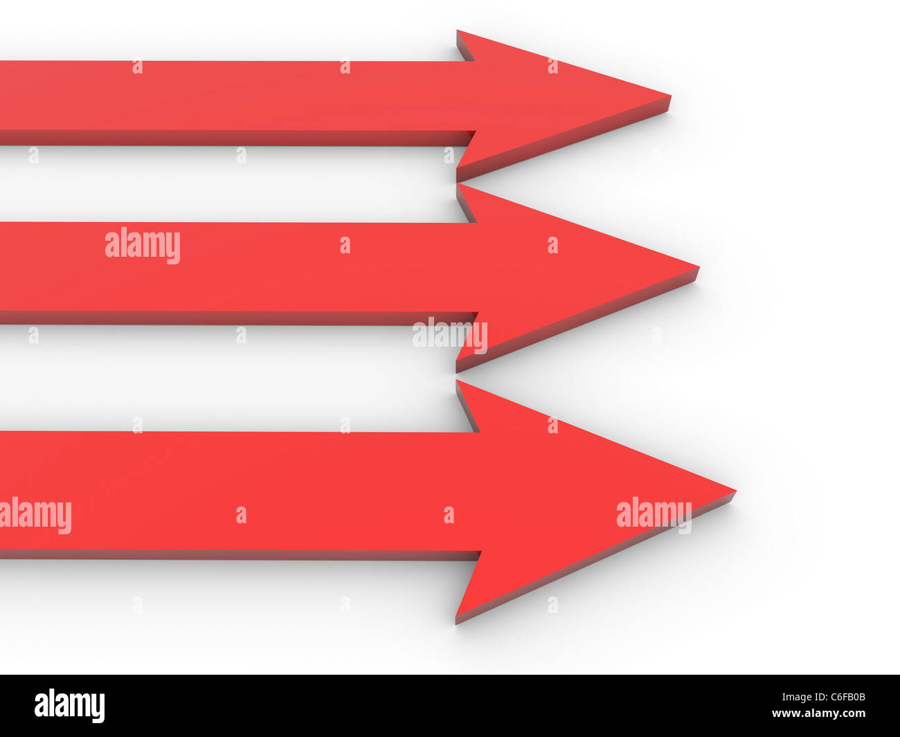 Three red arrows on white. High Resolution 3D render isolated on white ...