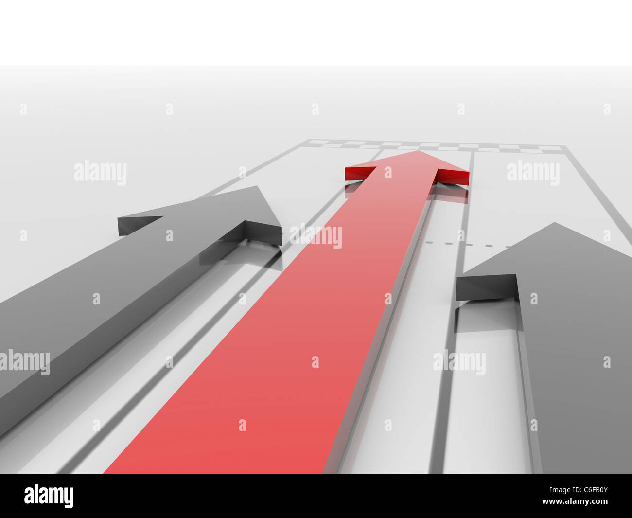 Red arrow wins the race. High Resolution 3D render isolated on white ...