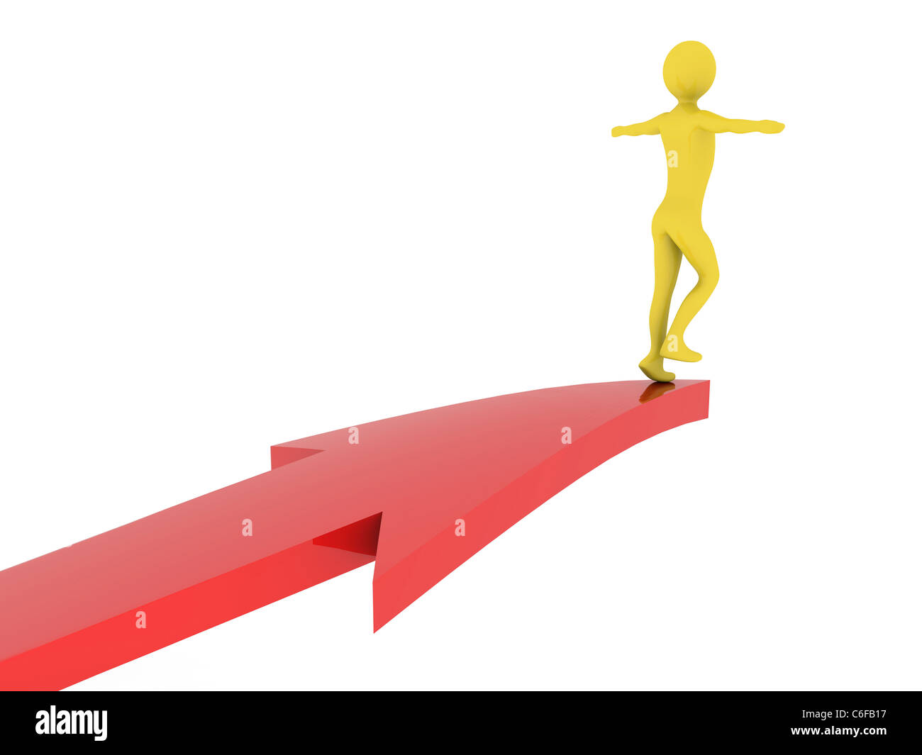 Man prepare to jump from arrowhead. High Resolution 3D render isolated ...