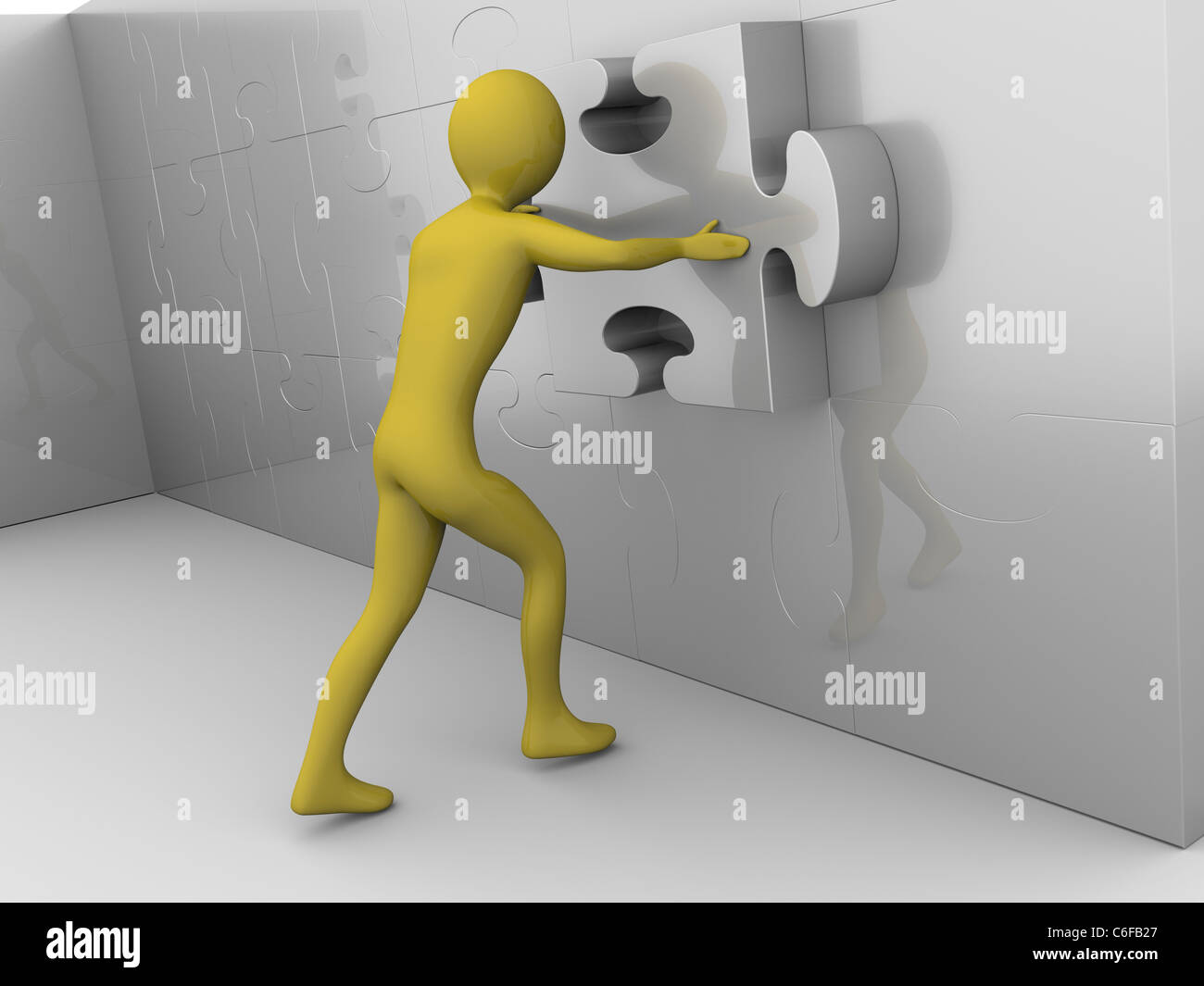 Last piece - jigsaw. High resolution 3D render isolated on white Stock ...