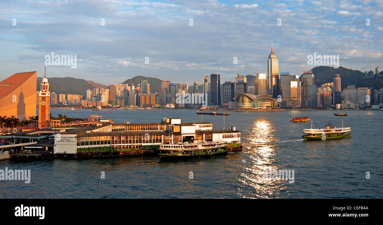 Star ferry terminal and Hong Kong skyline, Victoria harbor, Hong Kong ...