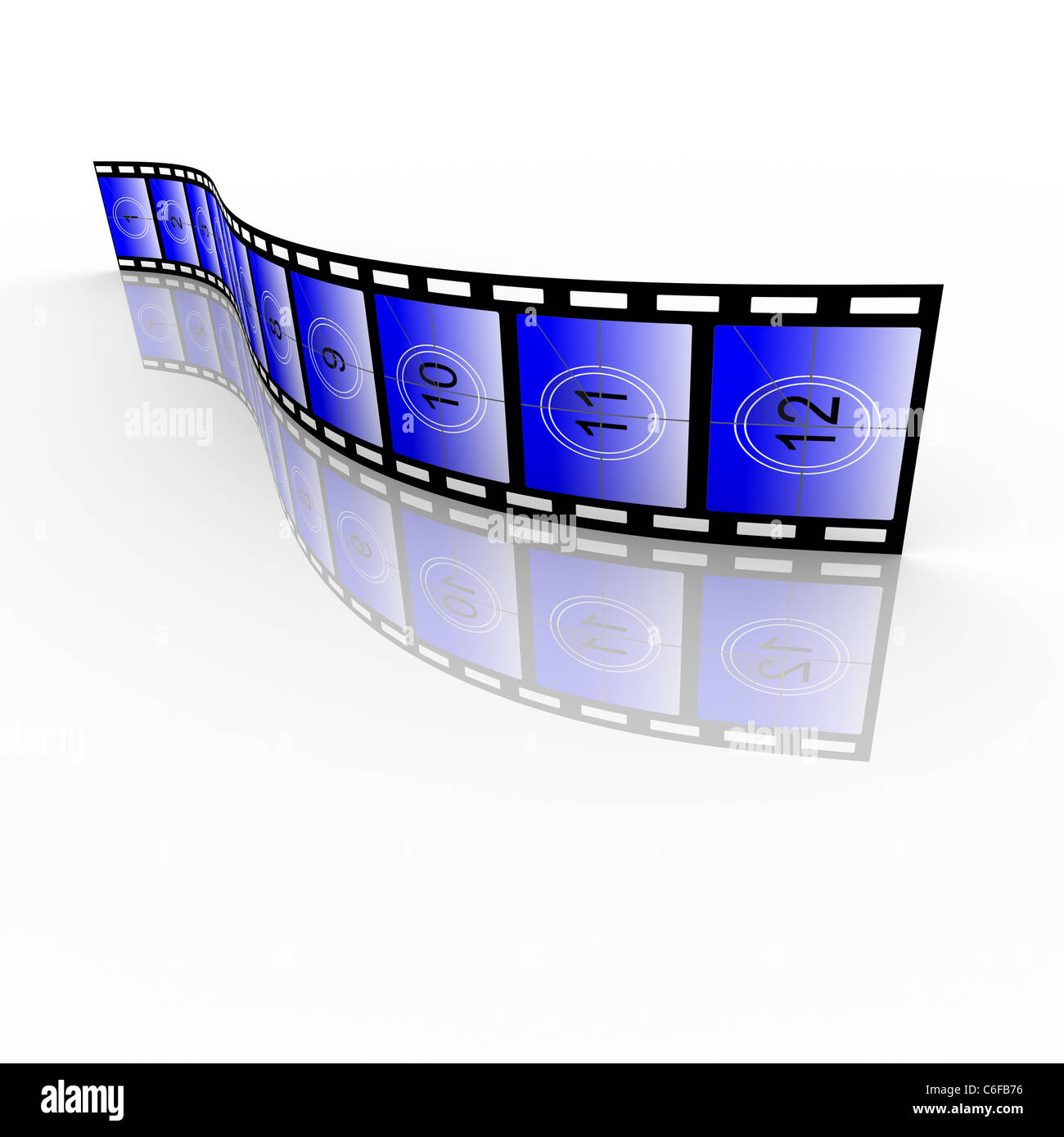 Countdown film strip. High resolution render isolated on white Stock ...