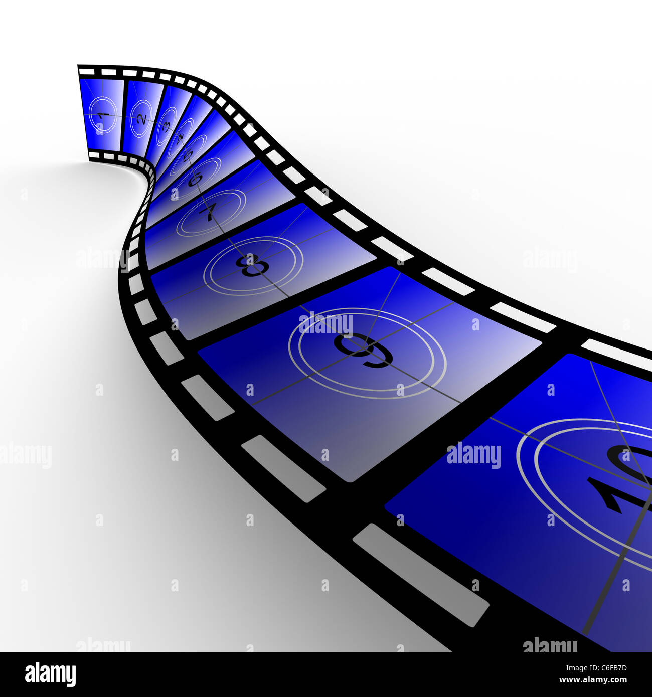 Countdown film strip. High resolution render isolated on white Stock ...