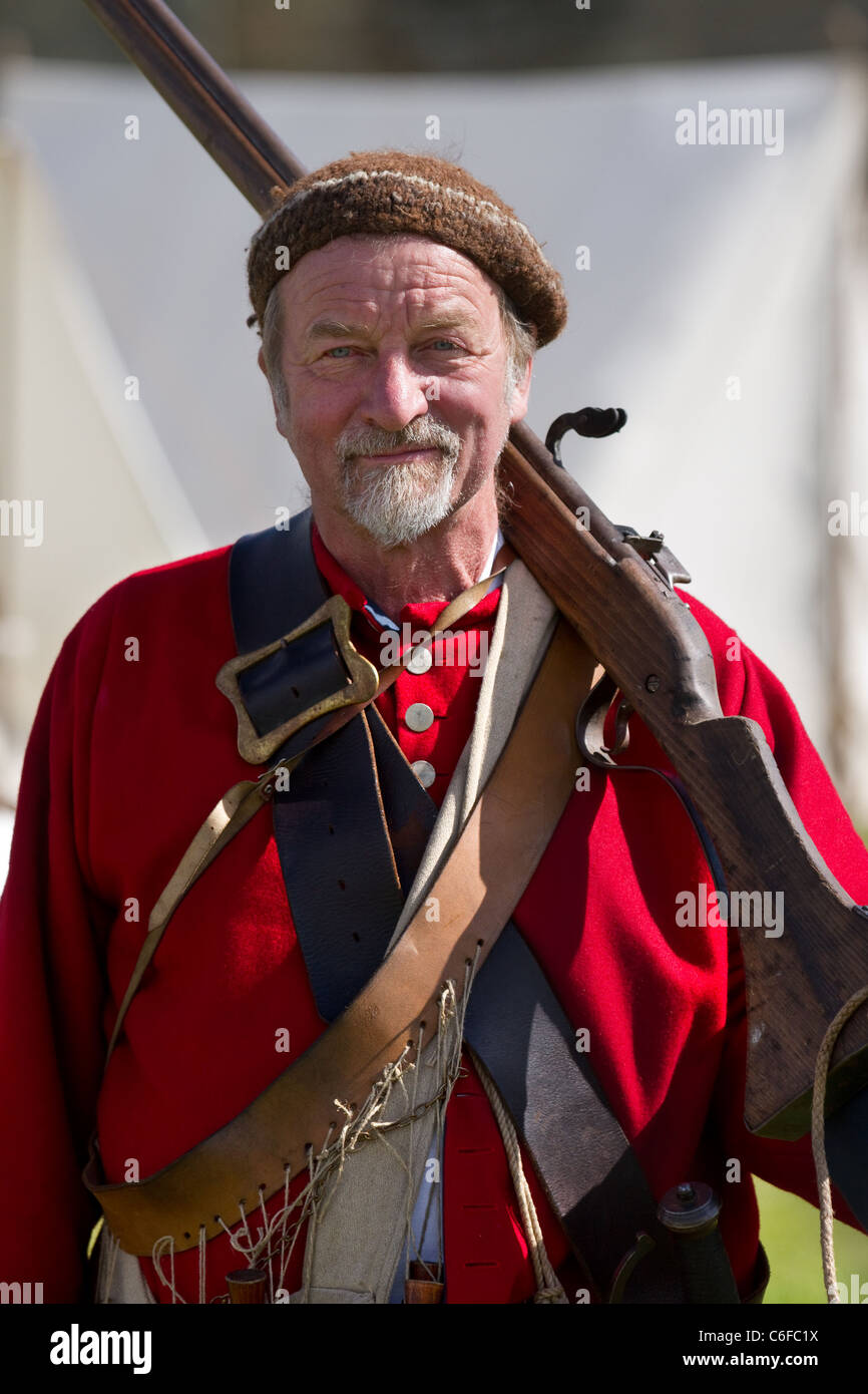 Musketman or Musketeer Fusilier holding 17th Century firearms, living ...