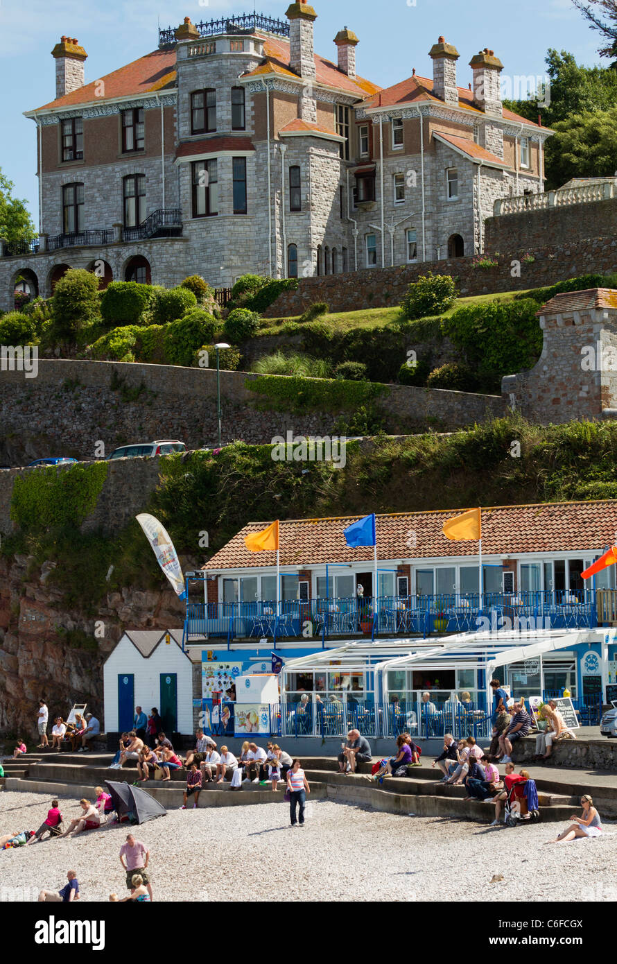 Cafe on Breakwater beach in Brixham Devon Stock Photo - Alamy