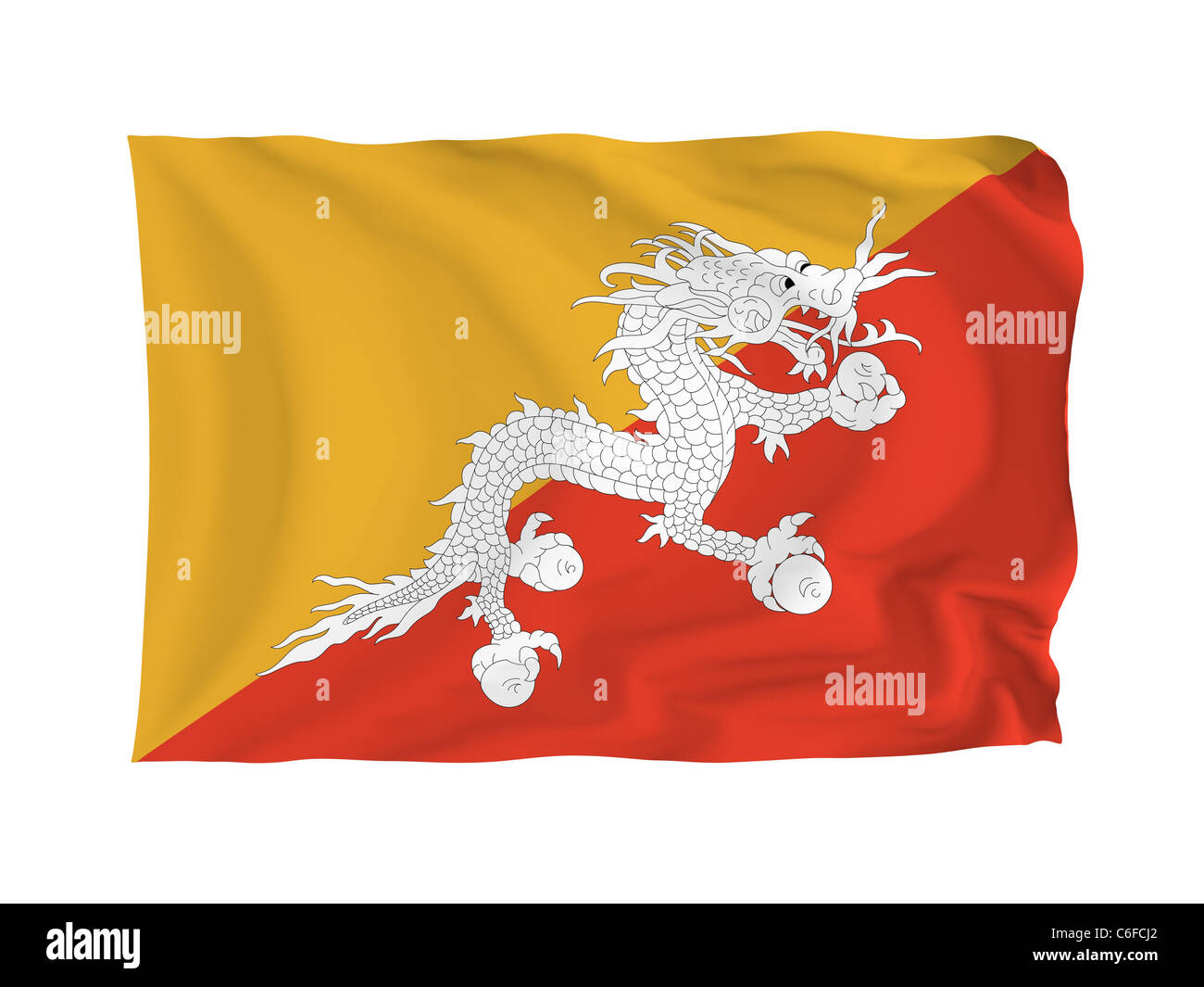 Bhutan. High resolution Asian Flag series. With fabric texture Stock ...