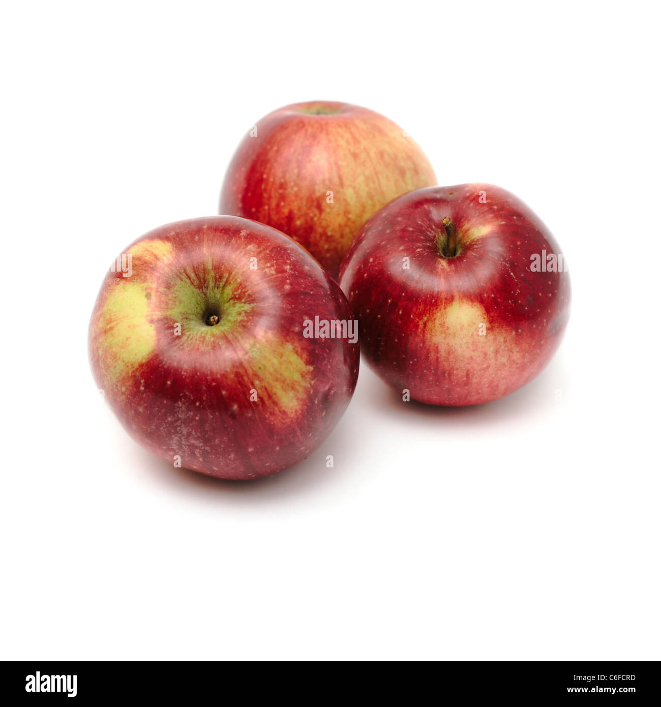 Three red apples - isolated on white background Stock Photo - Alamy