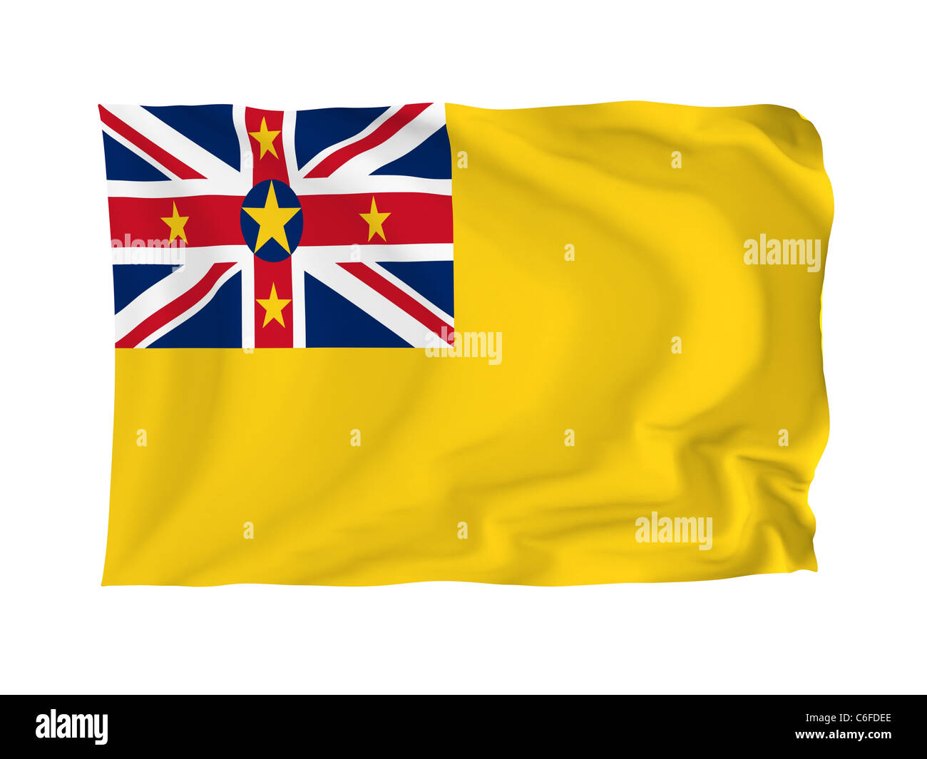 Niue. High resolution Oceania Flag series. With fabric texture Stock ...