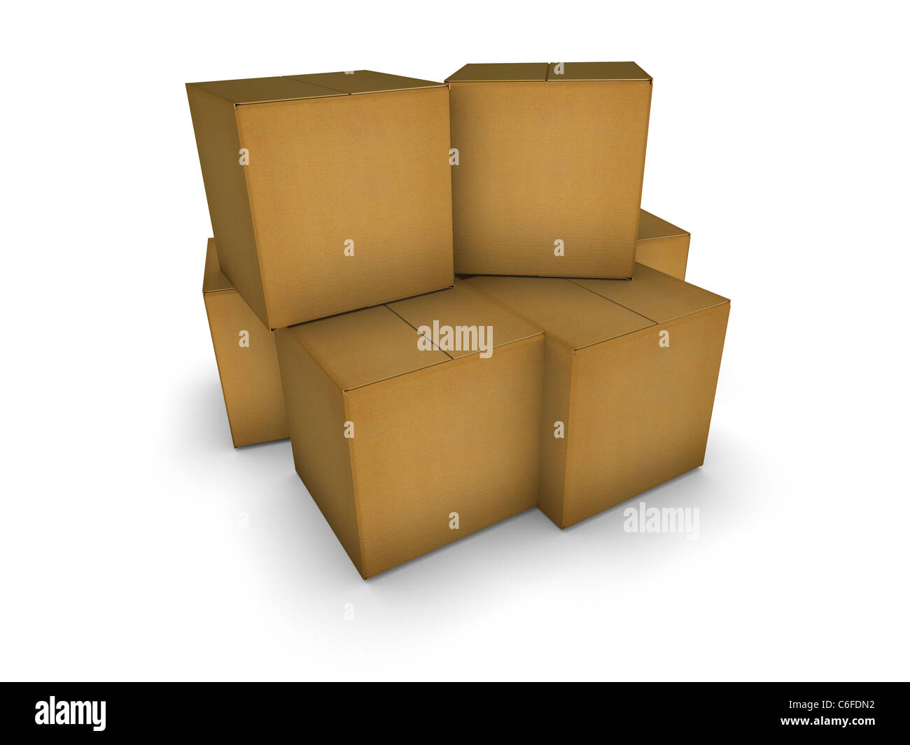 stack of brown cardboard boxes isolated on white. High resolution image ...