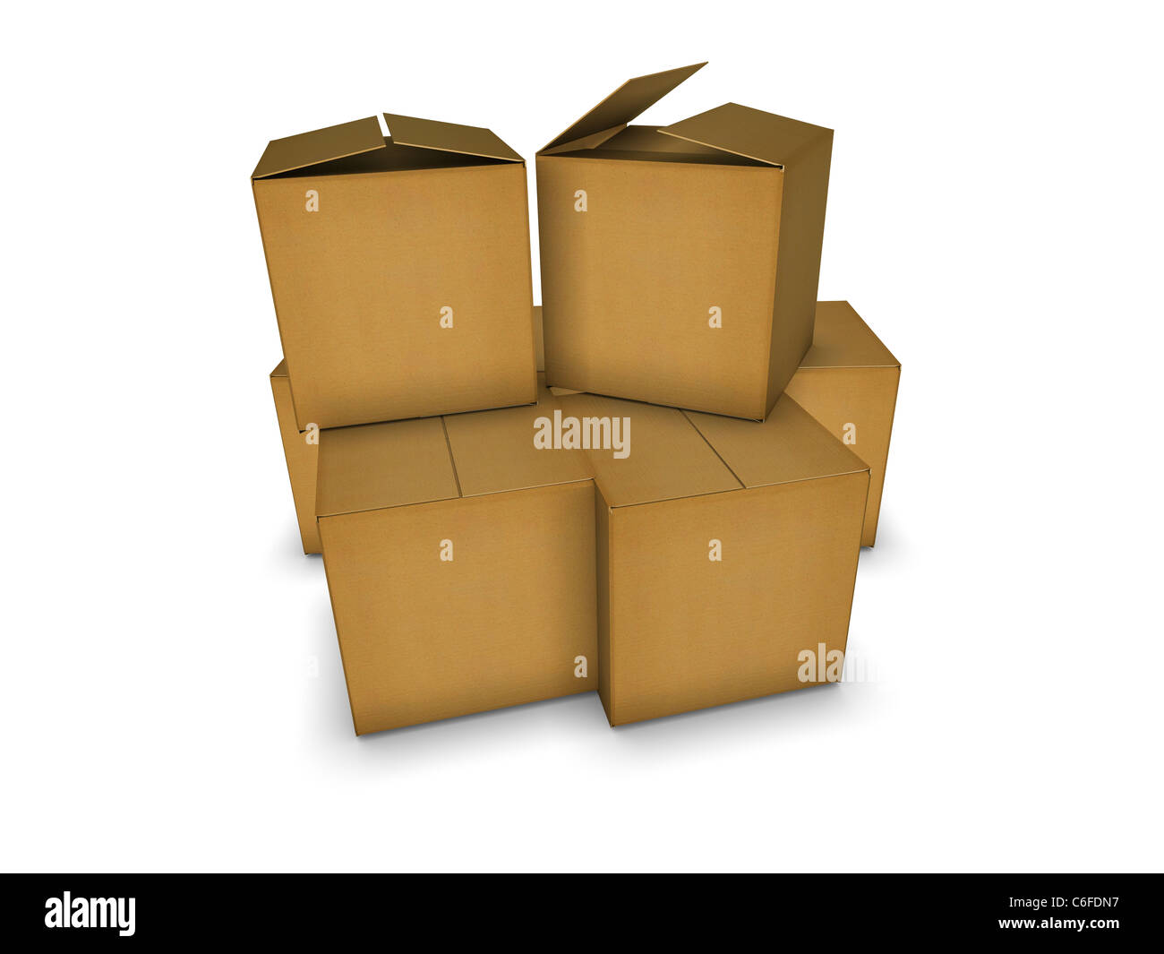 stack of brown cardboard boxes isolated on white. High resolution image ...