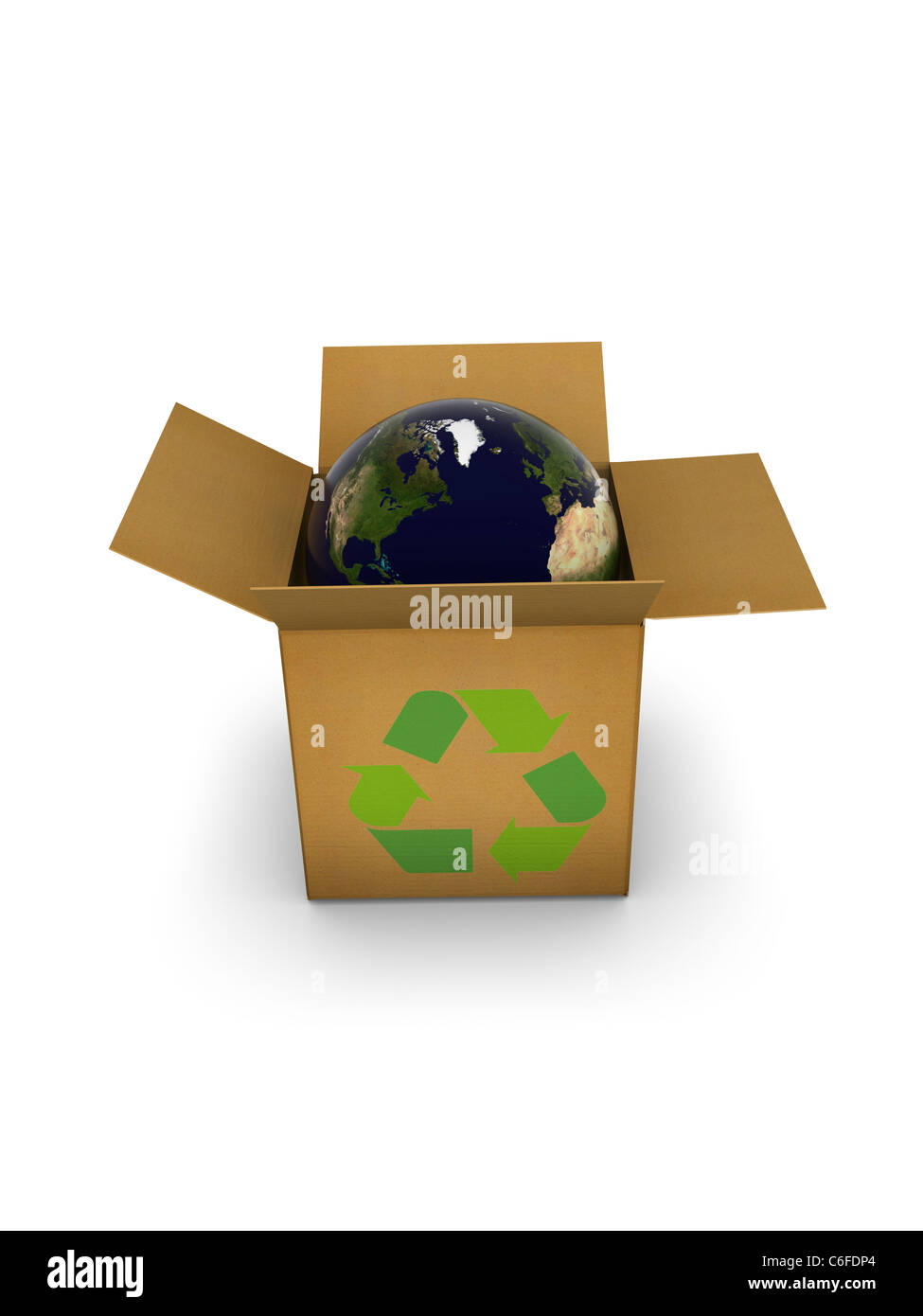 Earth in a box isolated on white. High resolution image Stock Photo - Alamy