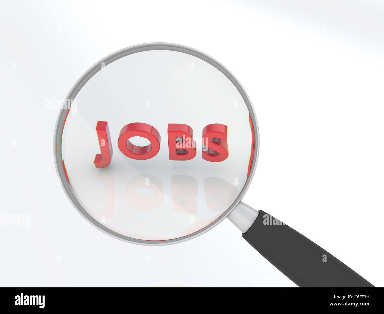 Searching for jobs concept. Magnifying glass above text Stock Photo - Alamy