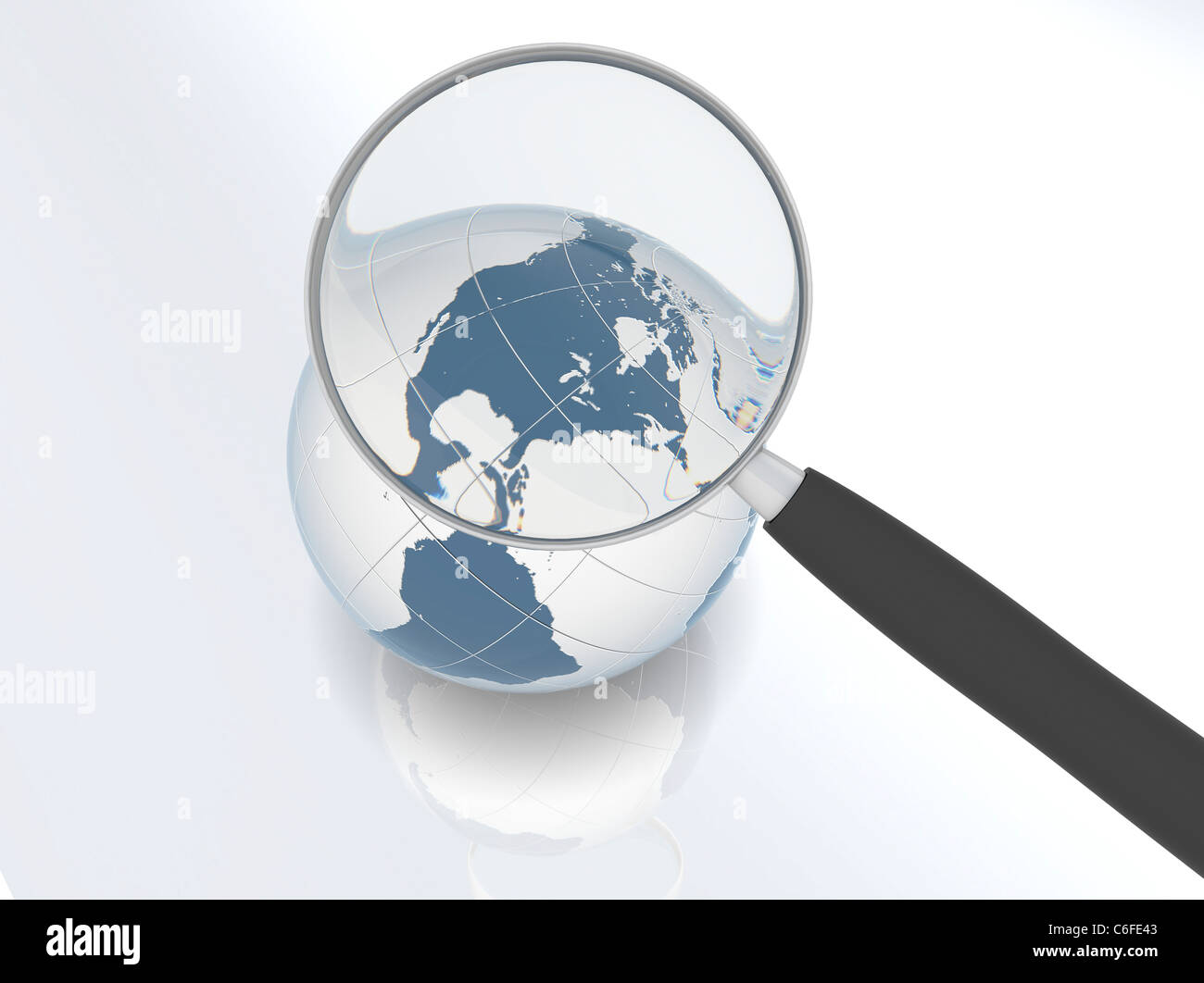 Magnification concept. Magnifying glass over North America Stock Photo ...