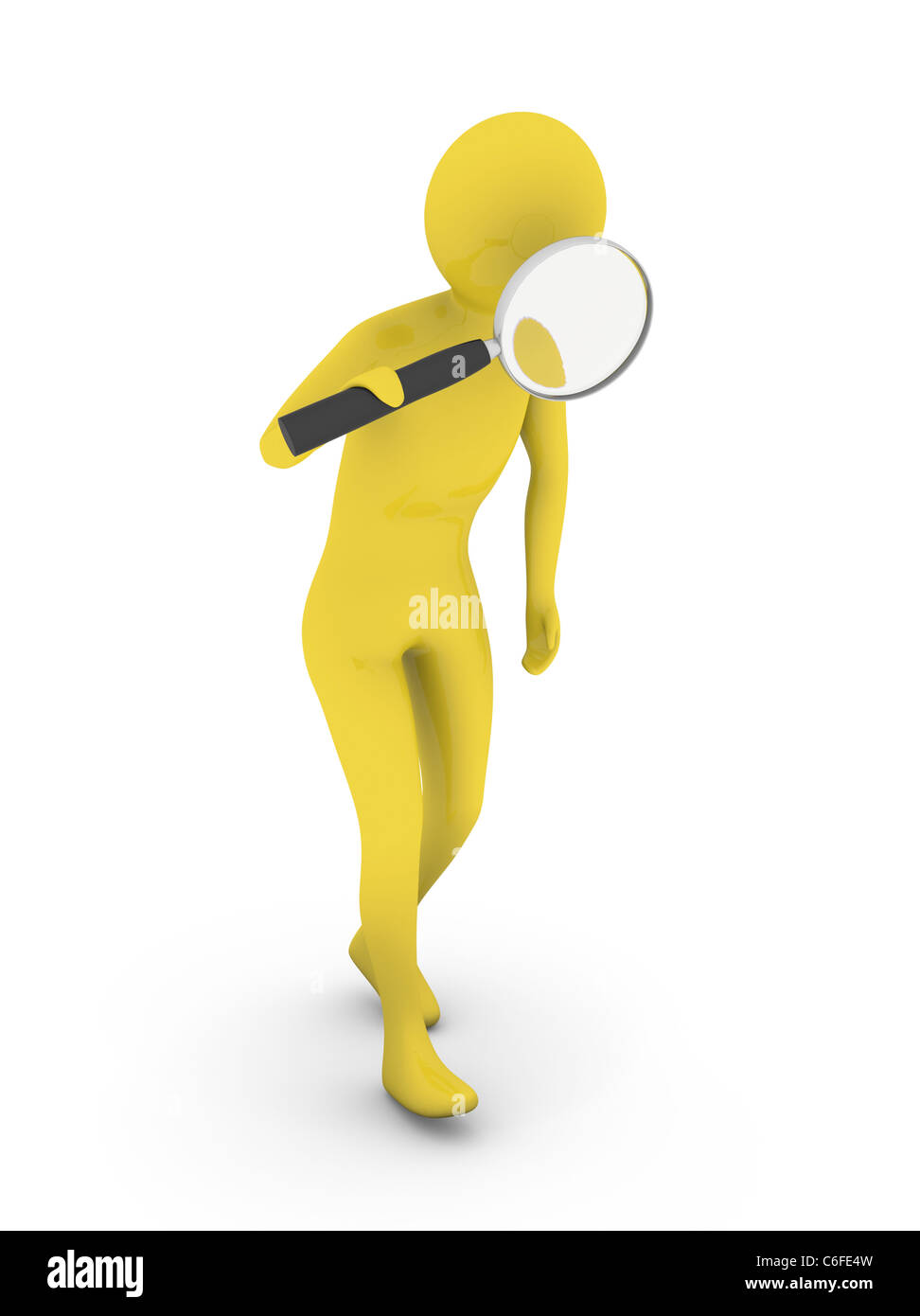Searching concept. Man with magnifying glass looking for something ...