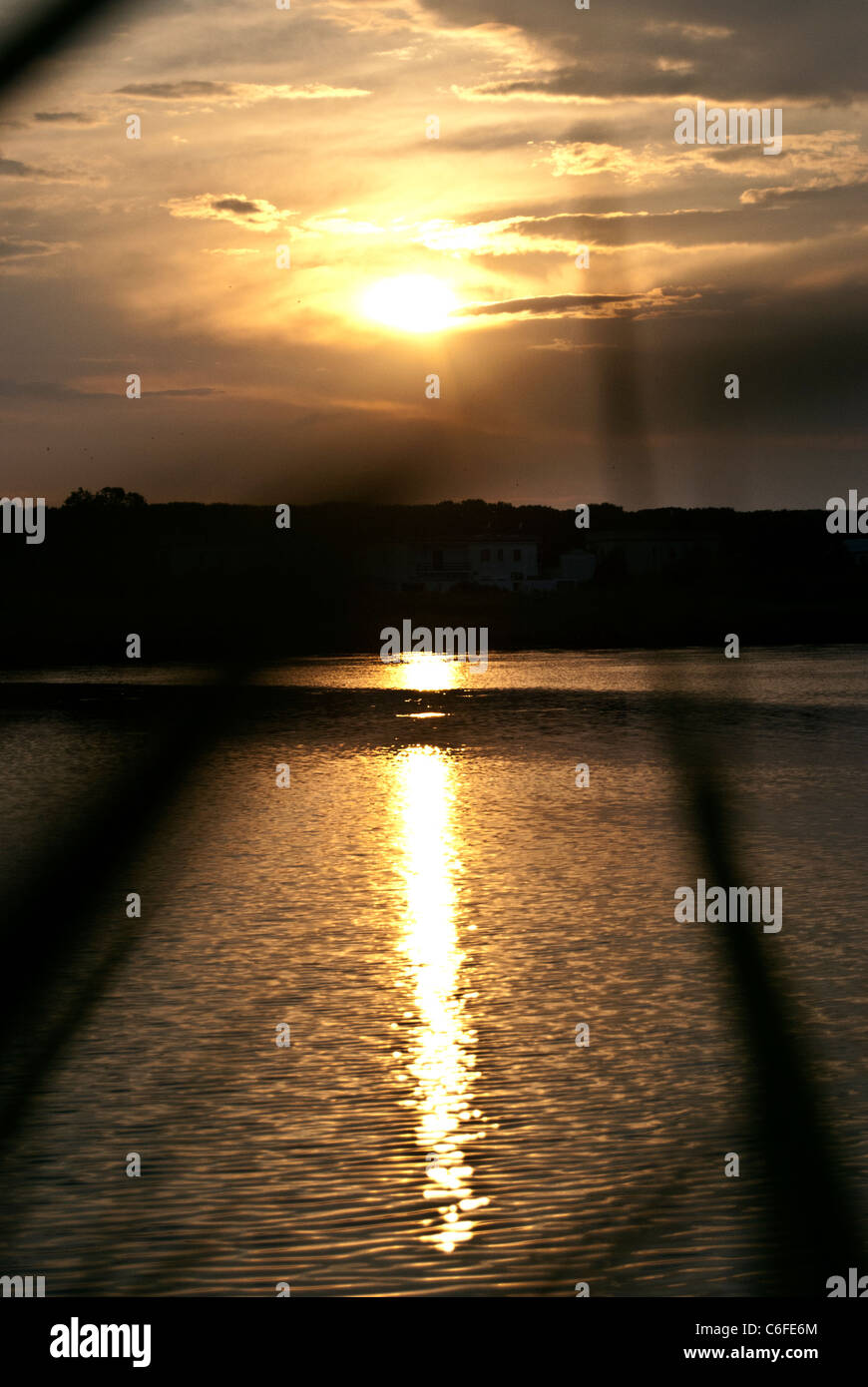 Sunset on the lake, Lago Patria, Naples, Italy Stock Photo - Alamy