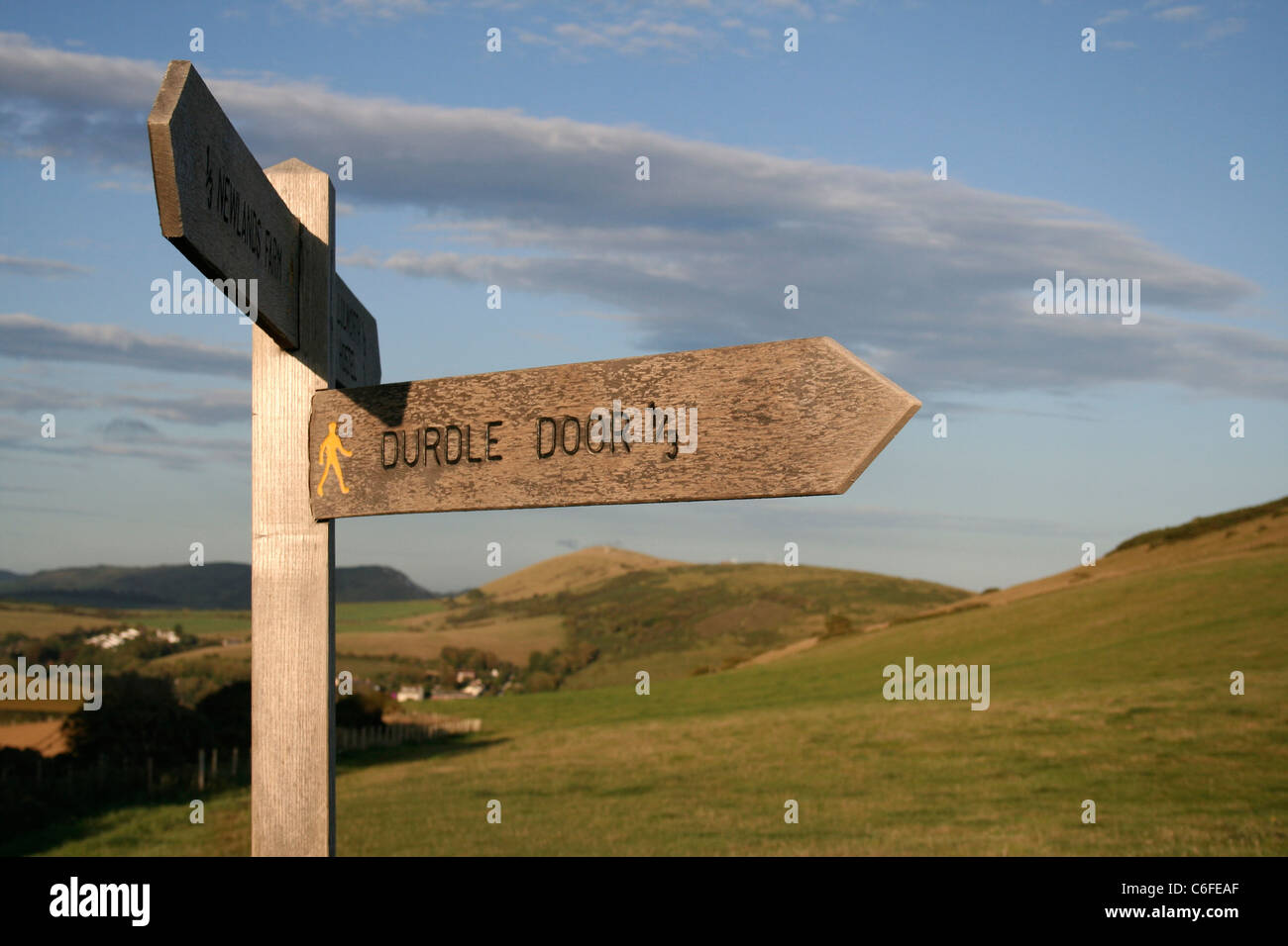 Durdle Door Sign, Dorset Stock Photo - Alamy