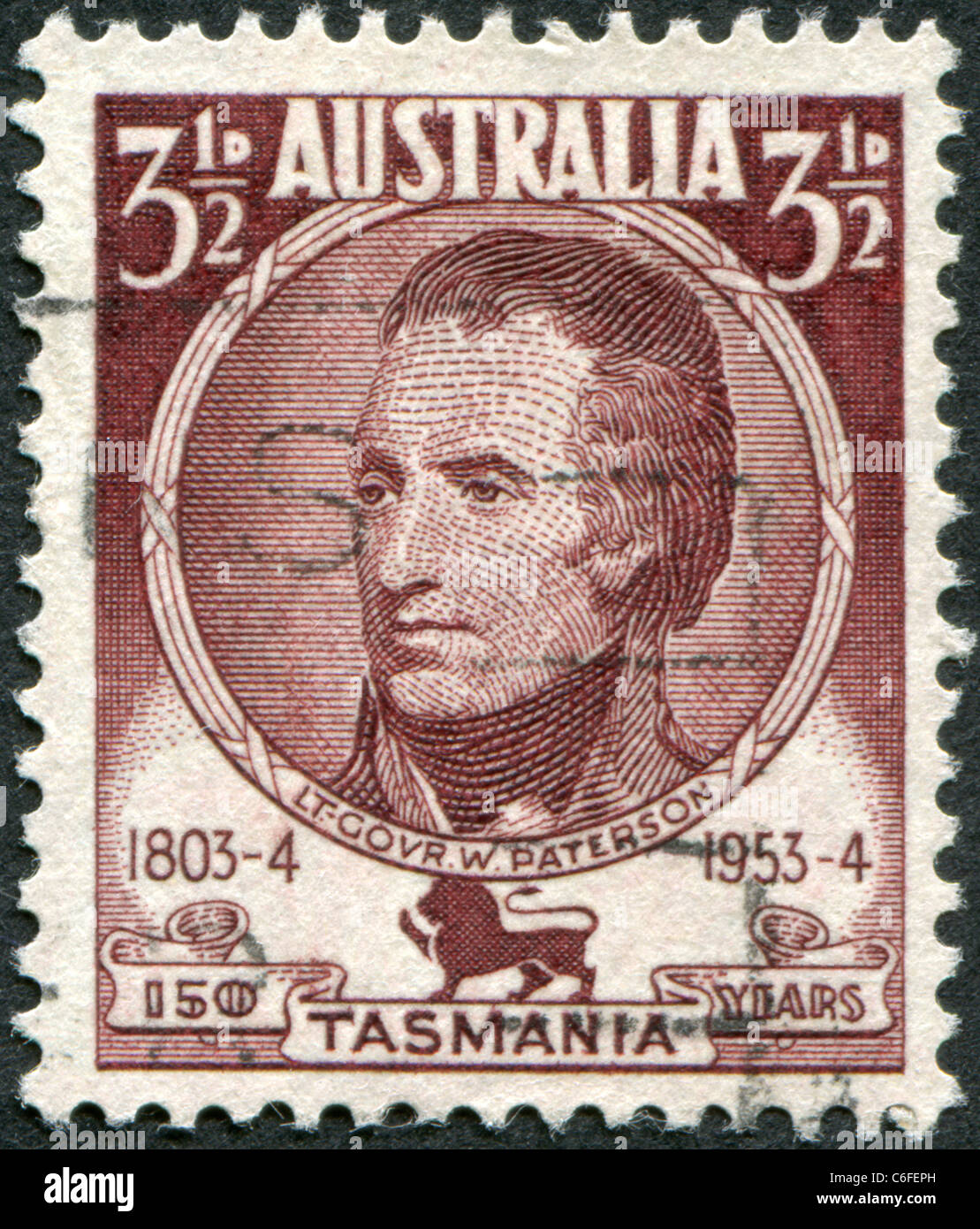 AUSTRALIA-1953: A stamp printed in Australia, shows the 1st Lieutenant ...
