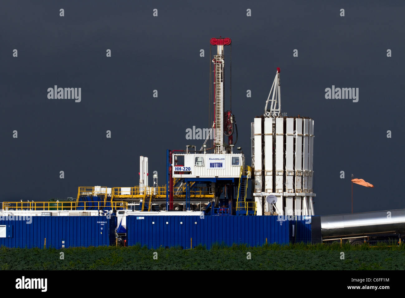 Stormy Weather over Cuadrilla Resources drilling equipment at Shale Gas ...