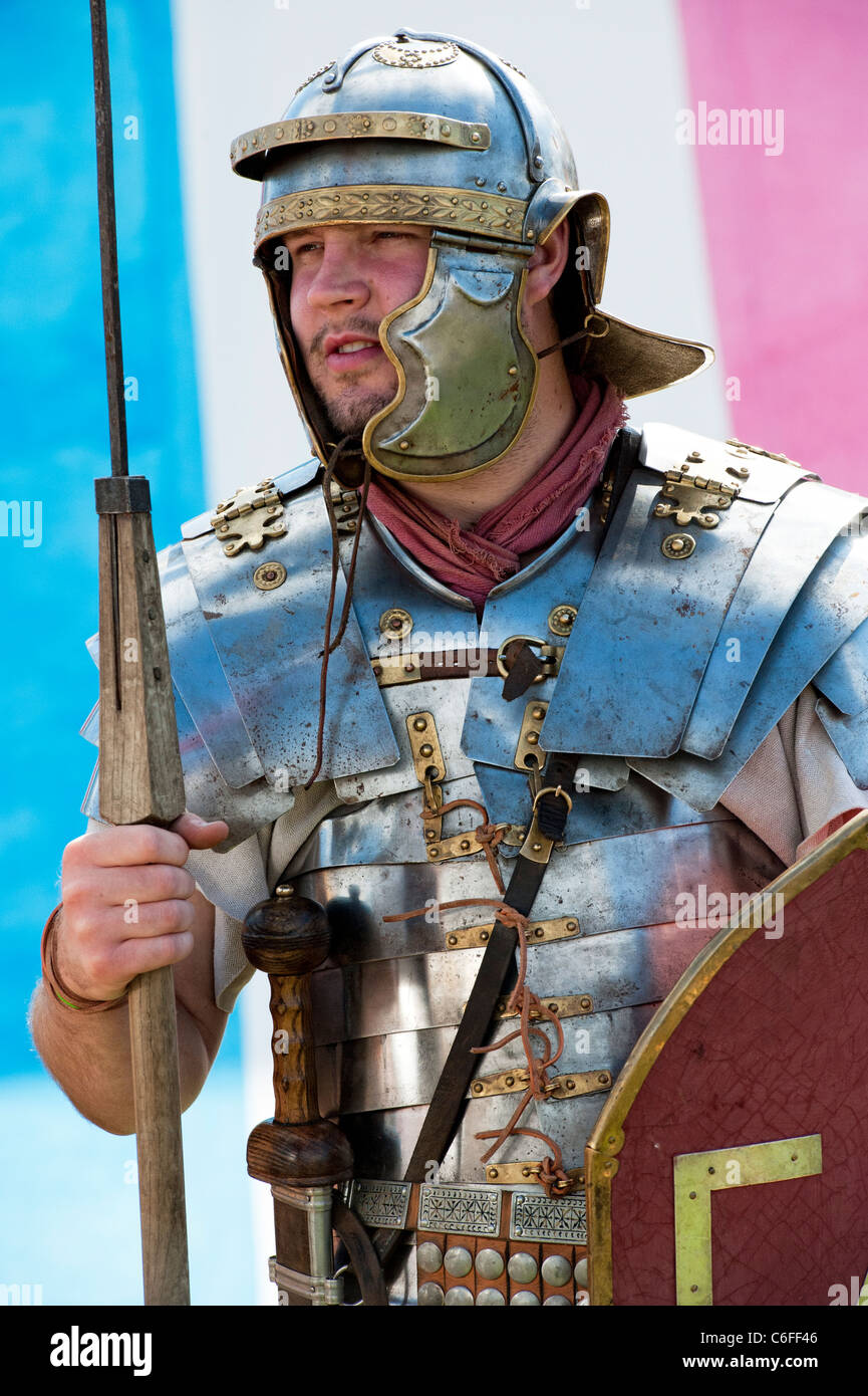 Roman soldier at a military historical re-enactment Stock Photo - Alamy