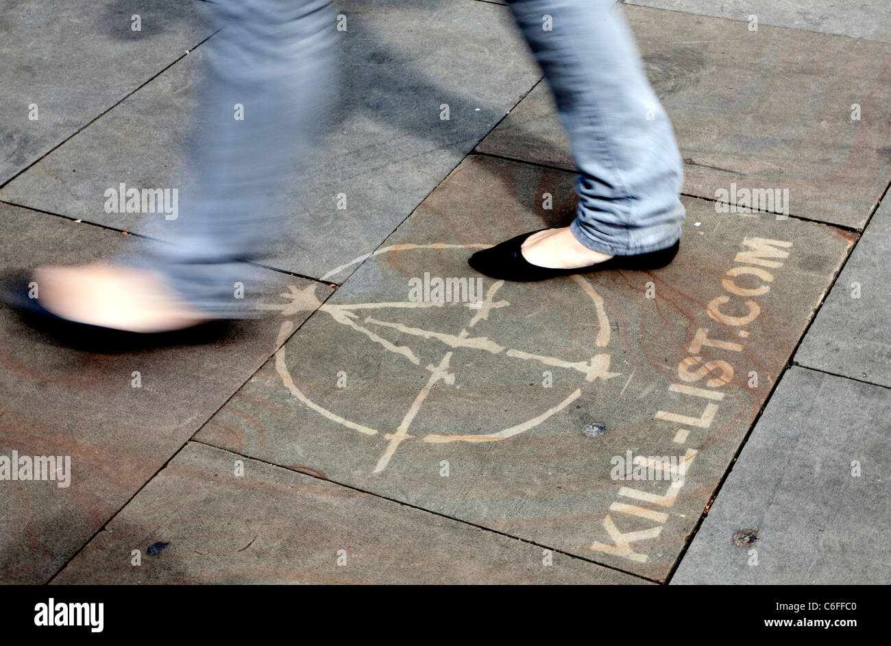 Pavement advert for new British film The Kill List, London Stock Photo ...