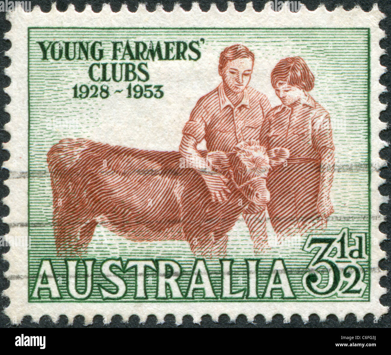 AUSTRALIA - 1953: A stamp printed in Australia, dedicated to 25th ...